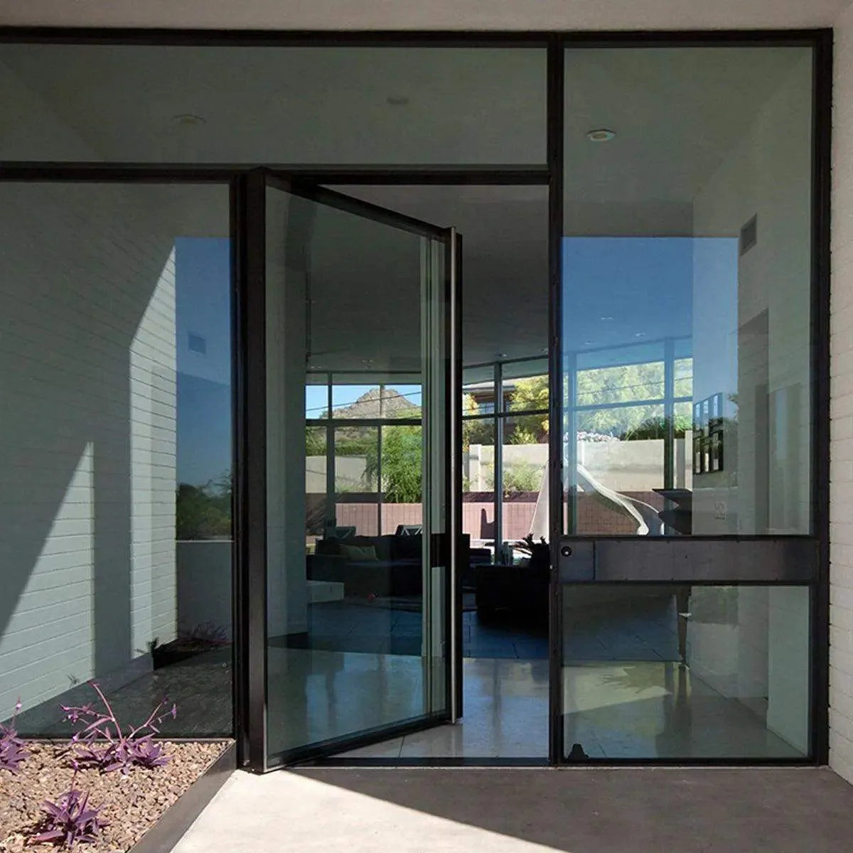 Artisan Iron Pivot Door Asymmetrical Design AED-PT003 – Artisan Entry Doors