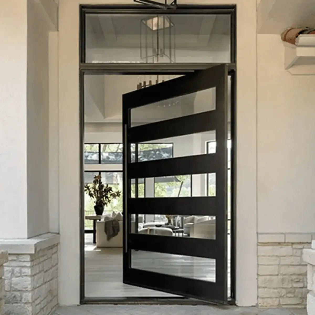 ARTISAN Trendi Metal Frame Pivot Door 5-Lite Square Transom AED-PT033 ...